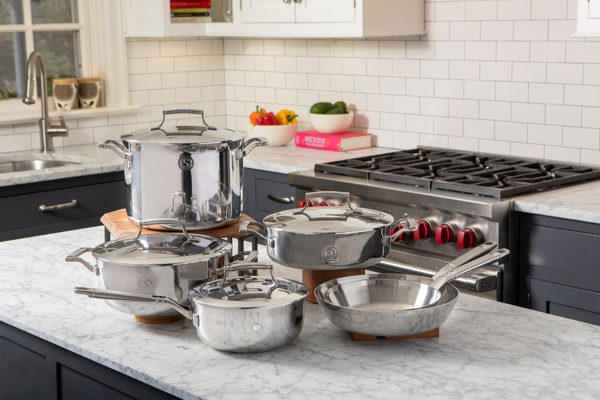 Stainless Steel Tri Ply 10 Piece Cookware Set 20cm 22cm 25cm